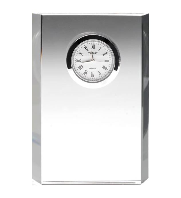 Glass Bevelled Rectangle Clock 12cm (4.75")