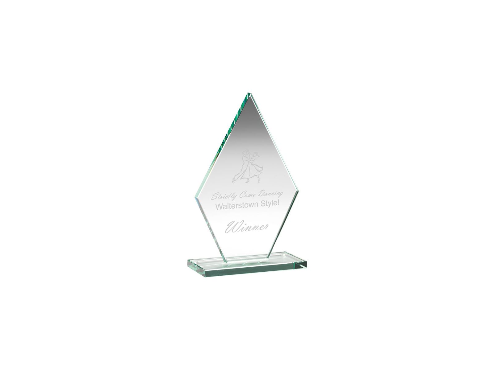 Jade Glass Diamond Plaque on Base 18cm (7")