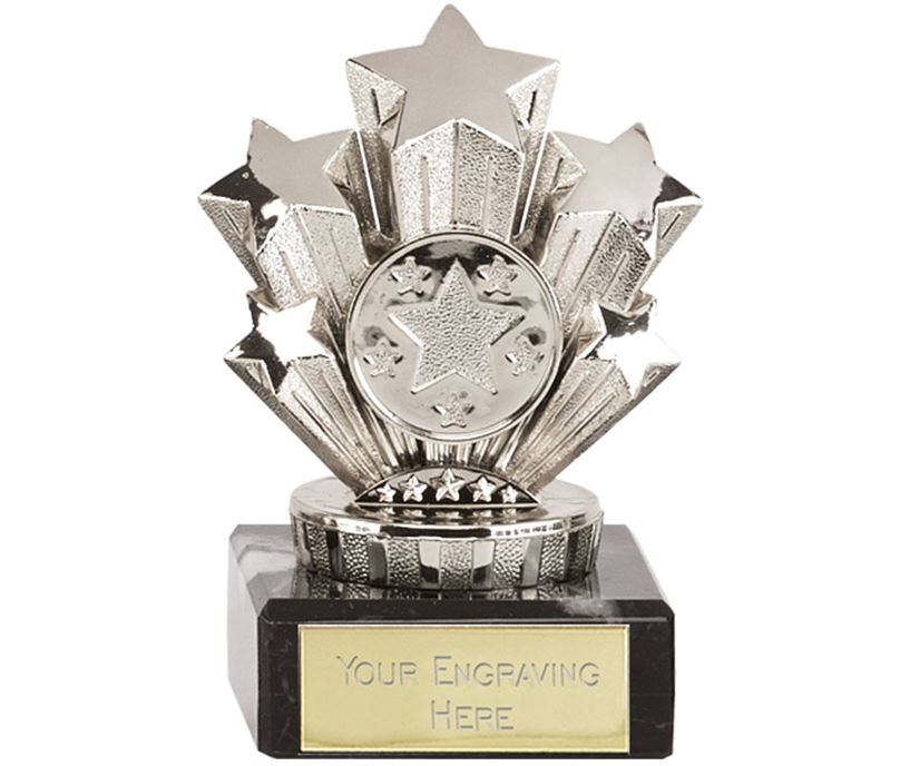 Multi Award Silver Star Trophy On Marble Base 9.5cm (3.75")