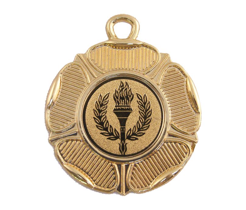 Gold Tudor Rose Style Medal with 1" Centre Disc 50mm (2")