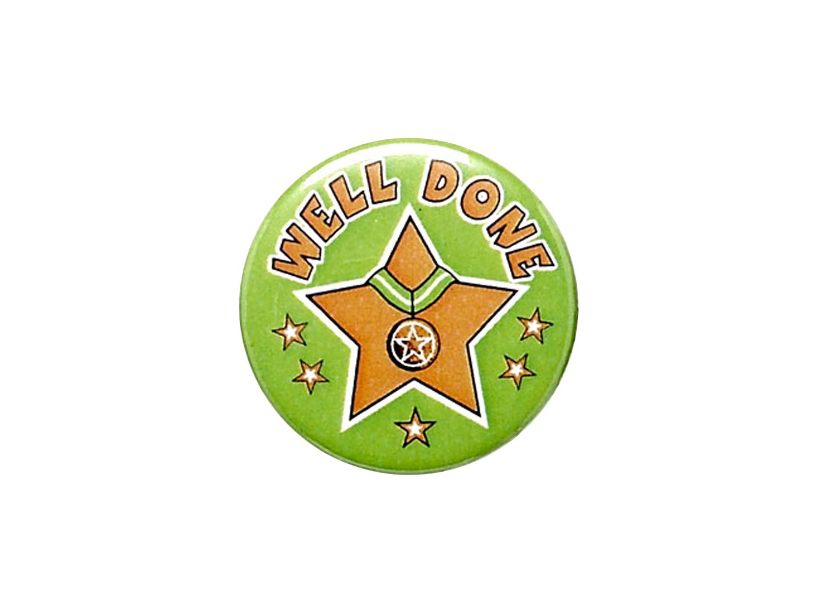 Green Well Done Pin Badge 25mm (1")