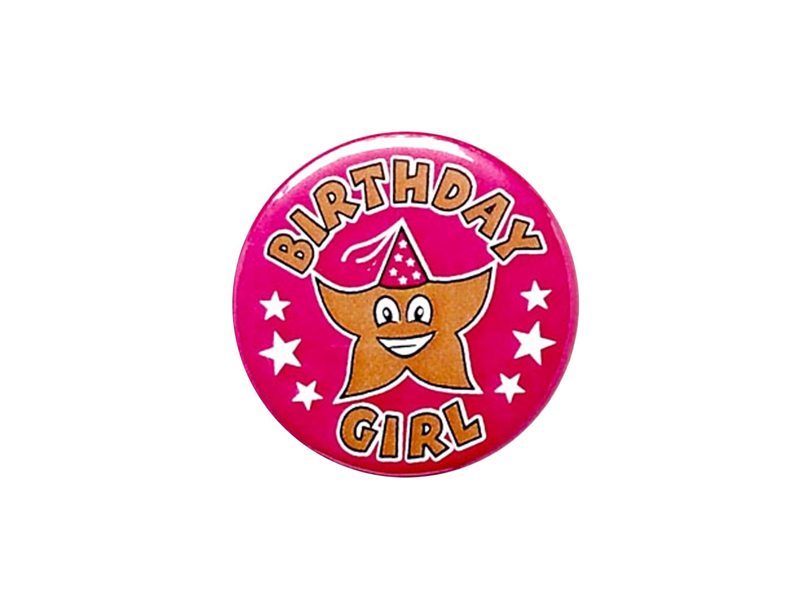Pink Birthday Girl Pin Badge 25mm (1")
