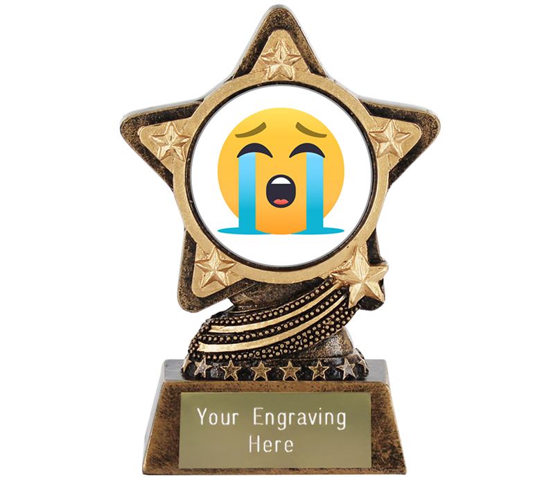 Loudly Crying Face Emoji Trophy by Infinity Stars 10cm (4")