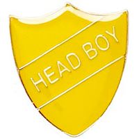 Head Boy Shield Badge Yellow 22mm x 25mm
