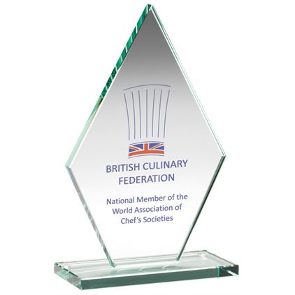 Jade Glass Diamond Plaque on Base 18cm (7")