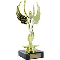 Victory Angel Trophy on Marble Base Gold 19cm (7.5")