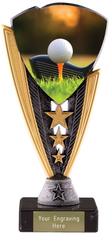 Utopia Golf Trophy Antique Silver 18.5cm (7.25")