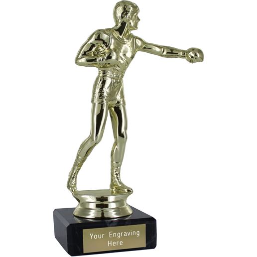 Gold Male Boxer Trophy on a Marble Base 15cm (6")