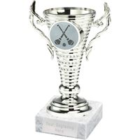 Hurling Trophy Cup on White Marble Base Silver 12.5cm (5")