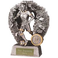 Female Football Trophy Blast Out Antique Silver 16cm (6.25")