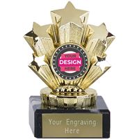 Gold Star Custom Insert Trophy On Marble Base 9.5cm (3.75")