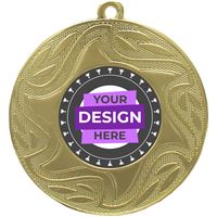 Sunburst Custom Insert Medal Gold 50mm (2")