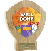 Bamboo Well Done Trophy Shield 13cm (5")