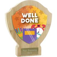 Bamboo Well Done Trophy Shield 15cm (6")