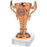 2025 Trophy Cup on White Marble Base Bronze 12.5cm (5")