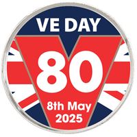 80th Anniversary VE Day Pin Badge 2.5cm (1")