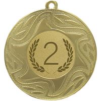 Sunburst Number 2 Medal Gold 50mm (2")