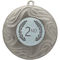 Sunburst 2nd Place Medal Silver 50mm (2")
