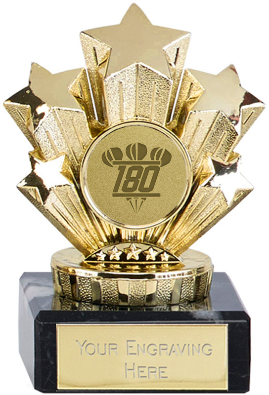 Gold Star Darts 180 Trophy On Marble Base 9.5cm (3.75")