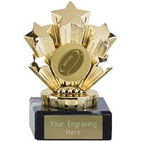 Gold Star Rugby Ball Trophy On Marble Base 9.5cm (3.75")