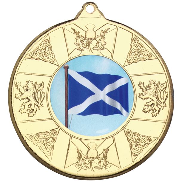 Gold Scottish Patterned Medal 5cm (2")
