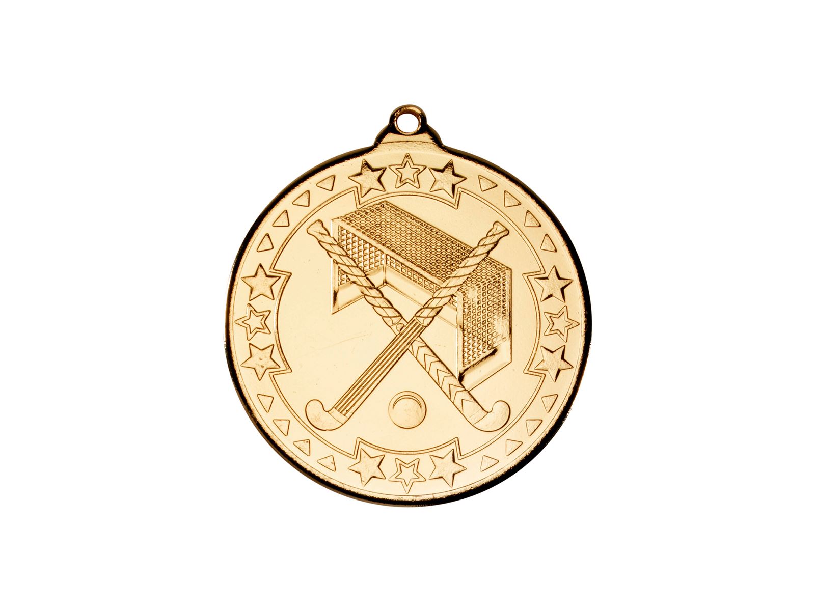Gold Field Hockey Medal with Star Pattern 5cm (2")