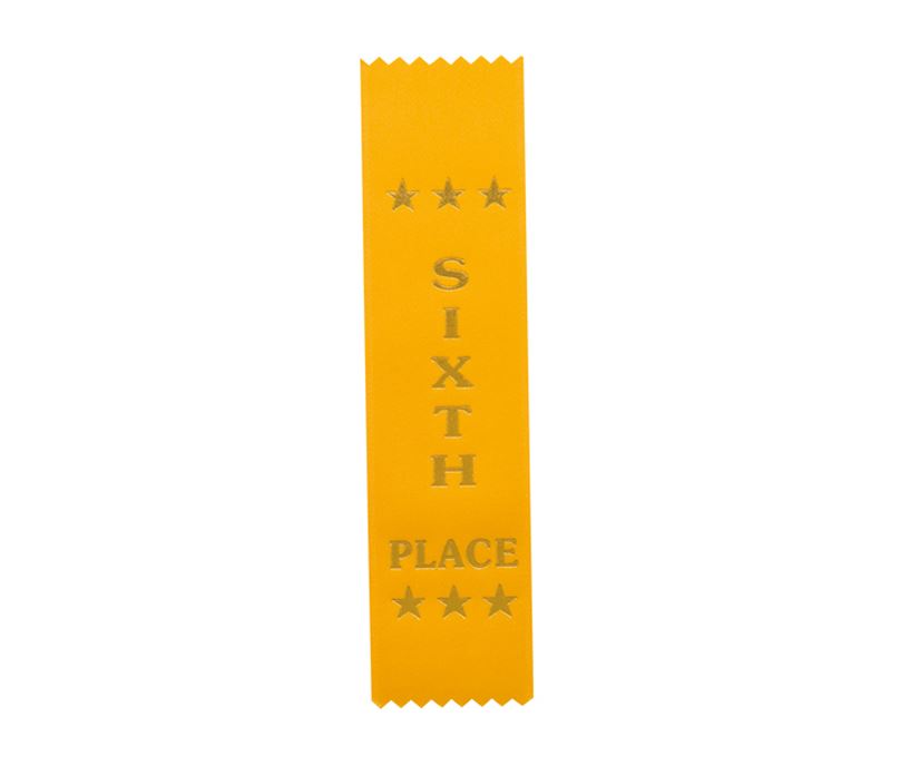 6th Place Award Ribbon Yellow 20cm x 5cm (8" x 2")