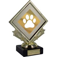 Diamond Dog Paw Trophy on Marble Base Gold 16.5cm (6.5")