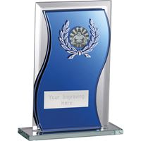 Sumo Wrestling Glass Award Plaque Blue & Clear 15cm (6")