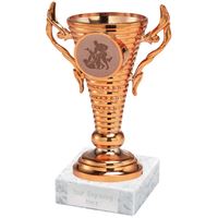 Ju Jitsu Trophy Cup on White Marble Base Bronze 12.5cm (5")