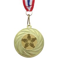 Spiral Glory Teamwork Medal with Medal Ribbon Gold 50mm (2")