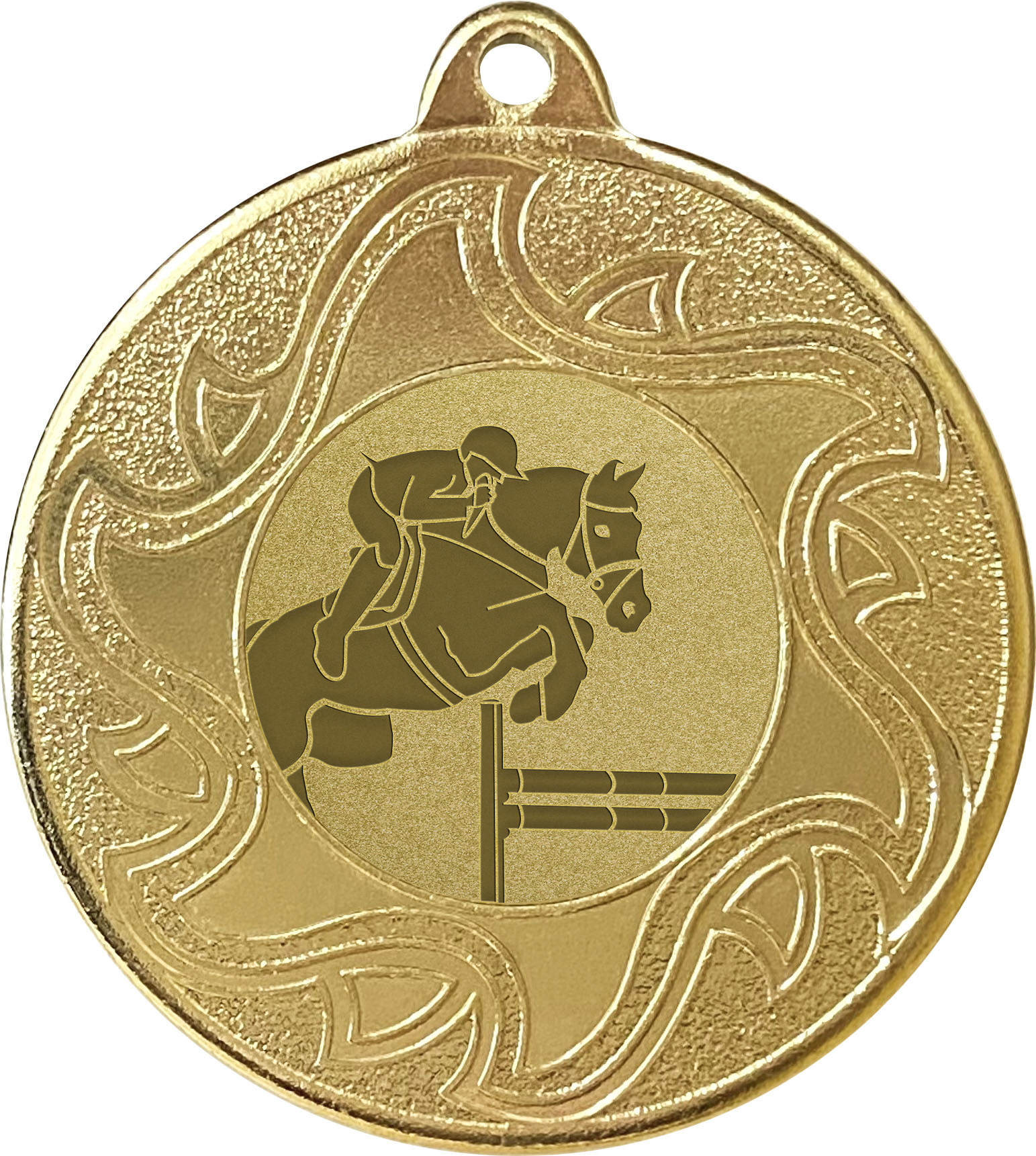 Sunburst Equestrian Showjumping Medal Gold 50mm (2")