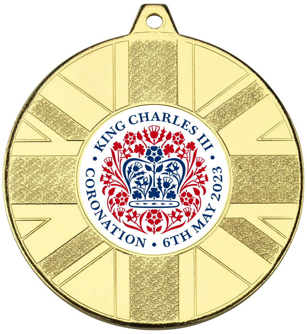 Coronation Emblem Gold Union Flag Medal 50mm (2")