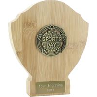 Bamboo Sports Day Trophy Shield Antique Gold 15cm (6")
