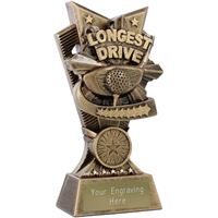 Spectre Golf Longest Drive Trophy Antique Gold 15cm (6")