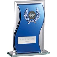 Welsh Flag Glass Plaque Award Blue & Clear 15cm (6")