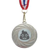 Spiral Glory Novelty Poo Medal with Medal Ribbon Silver 50mm (2")