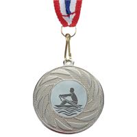 Spiral Glory Rowing Medal with Medal Ribbon Silver 50mm (2")
