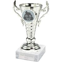 Novelty Poo Trophy Cup on White Marble Base Silver 12.5cm (5")