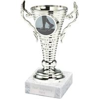 Walking Trophy Cup on White Marble Base Silver 12.5cm (5")