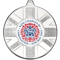 Coronation Emblem Silver Union Flag Medal 50mm (2")